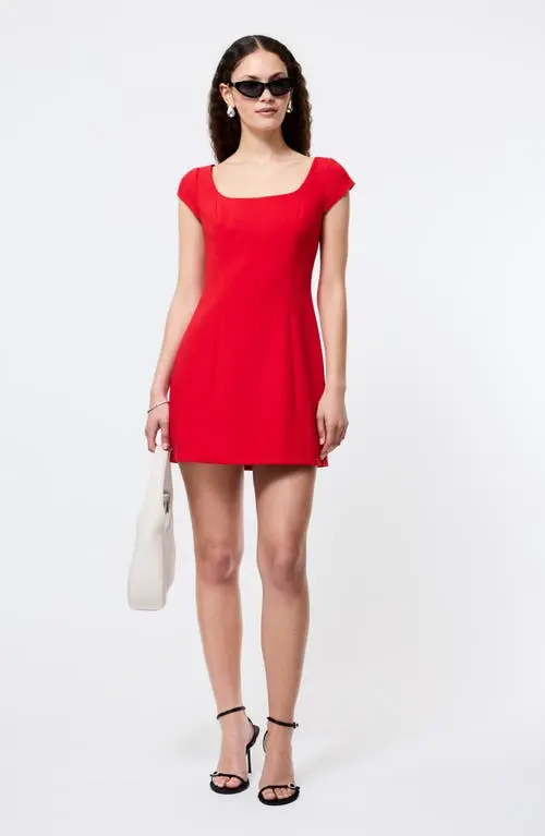 French Connection Azra Cap Sleeve Twill Minidress - Mars Red