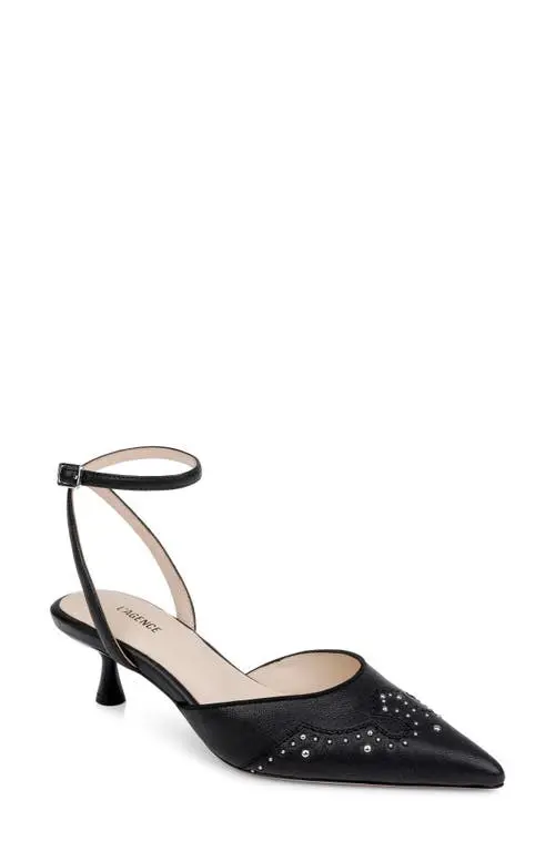 L'Agence Liana Ankle Strap Pointed Toe Pump - Black Leather