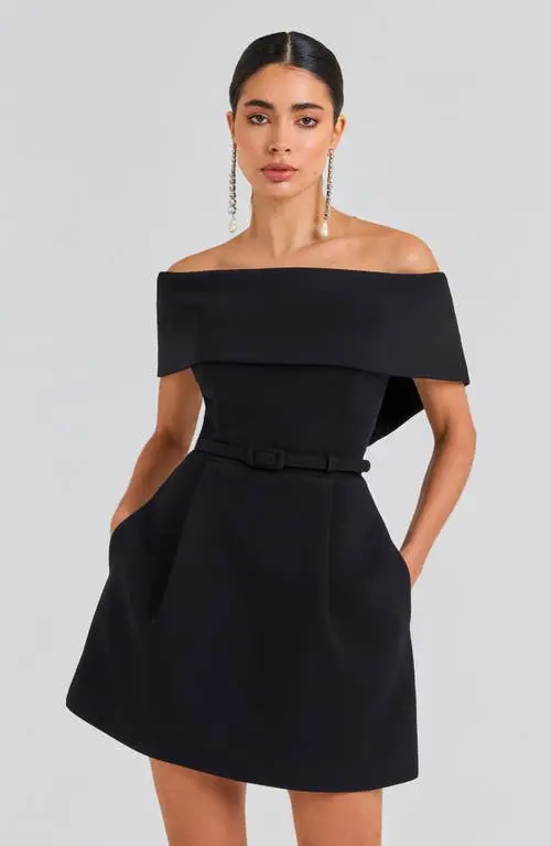 NADINE MERABI Harper Belted Mini Dress - Black