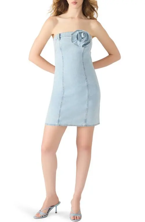 Steve Madden Rosette Strapless Denim Mini Dress