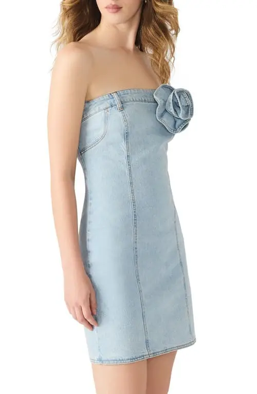 Steve Madden Rosette Strapless Denim Mini Dress