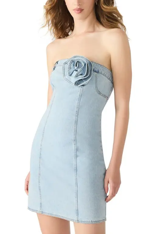 Steve Madden Rosette Strapless Denim Mini Dress
