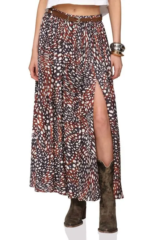 Avec Les Filles Belted Slit Maxi Skirt