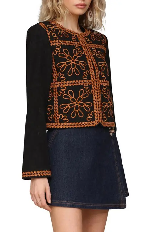 Avec Les Filles Embroidered Collarless Jacket