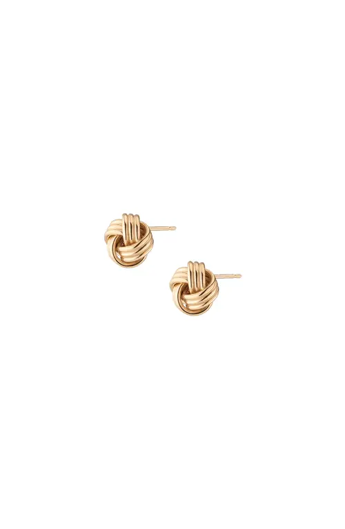 AURATE Gold Knot Stud Earrings - Yellow
