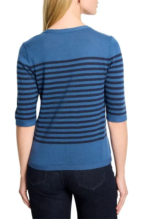 NIC+ZOE Stripe Cotton-blend Sweater - Blue Multi