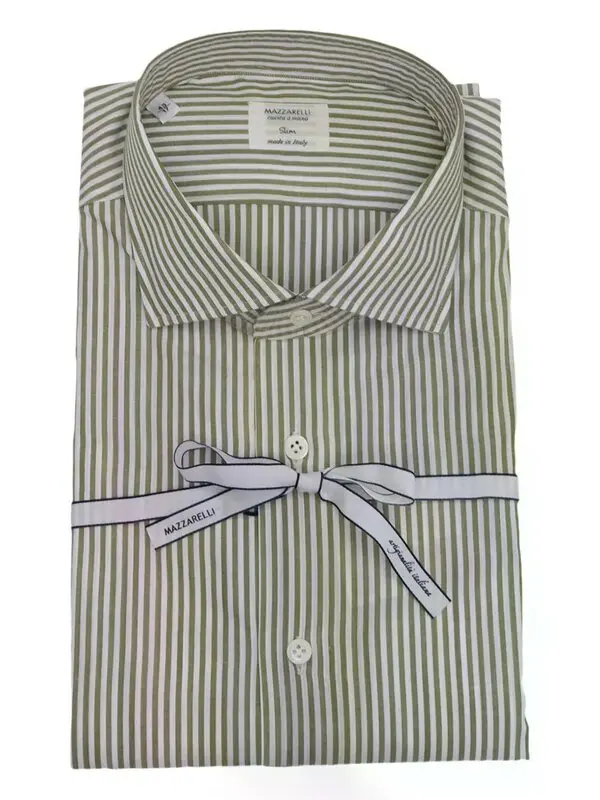 MAZZARELLI Striped Cotton Shirt - Green