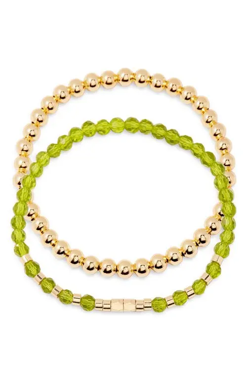 BROOK & YORK Makenna Set Of 2 Birthstone Beaded Stretch Bracelets - Gold/aug