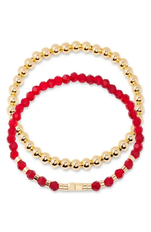 BROOK & YORK Makenna Set Of 2 Birthstone Beaded Stretch Bracelets - Gold/jan