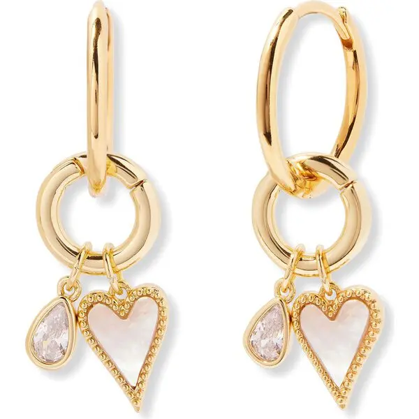 BROOK & YORK Maddie Heart Charm Hoop Earrings - Gold