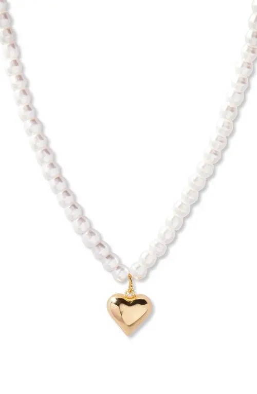 BROOK & YORK Ruby Heart Pendant Necklace - Gold/white