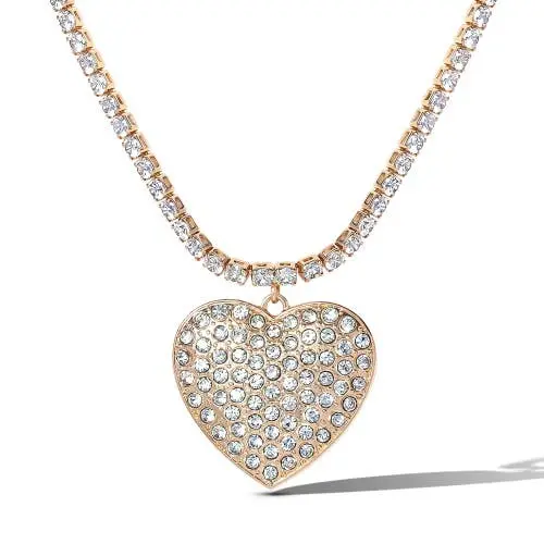 Jessica Simpson Heart Pendant Link Necklace - Gold