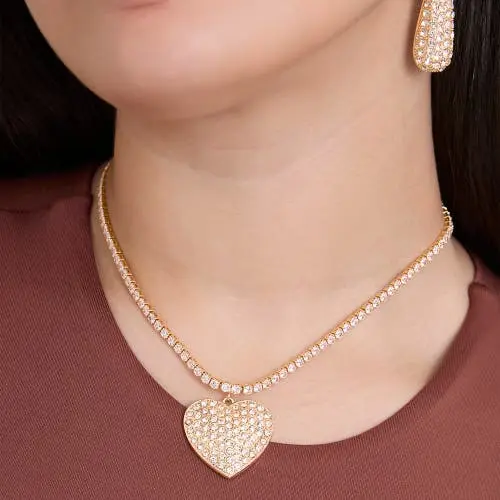 Jessica Simpson Clear Crystal Heart Pendant Necklace