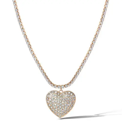 Jessica Simpson Clear Crystal Heart Pendant Necklace