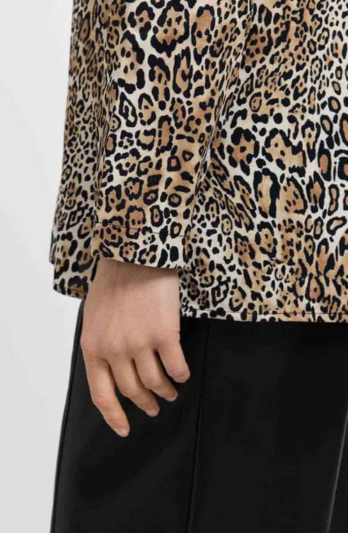 Foxcroft Carolina Leopard Print Cotton Sateen Button-up Shirt