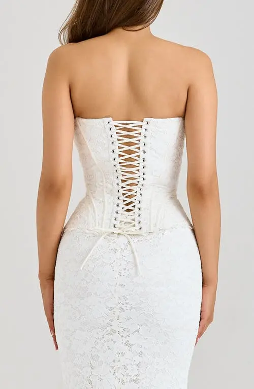 House Of Cb Solaine Lace Corset Gown - Ivory | Editorialist