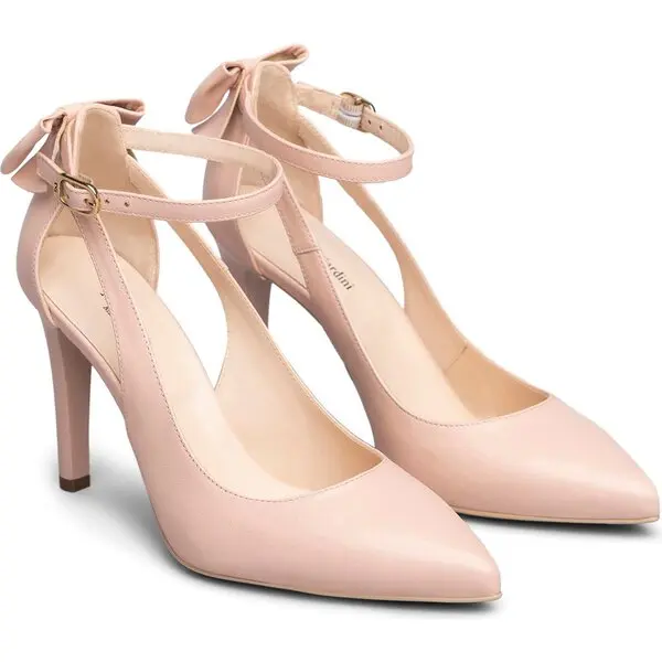 NEROGIARDINI Bow Ankle Strap Pump - Blush