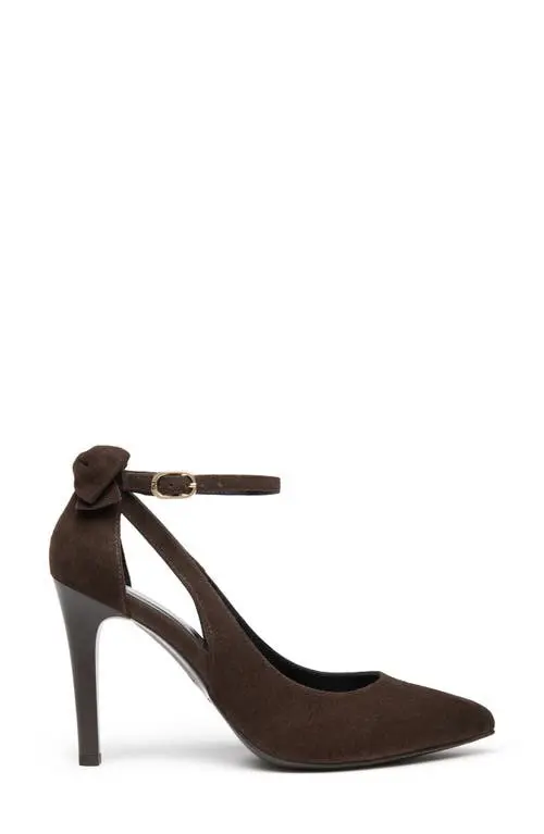 NEROGIARDINI Bow Ankle Strap Pump - Chocolate