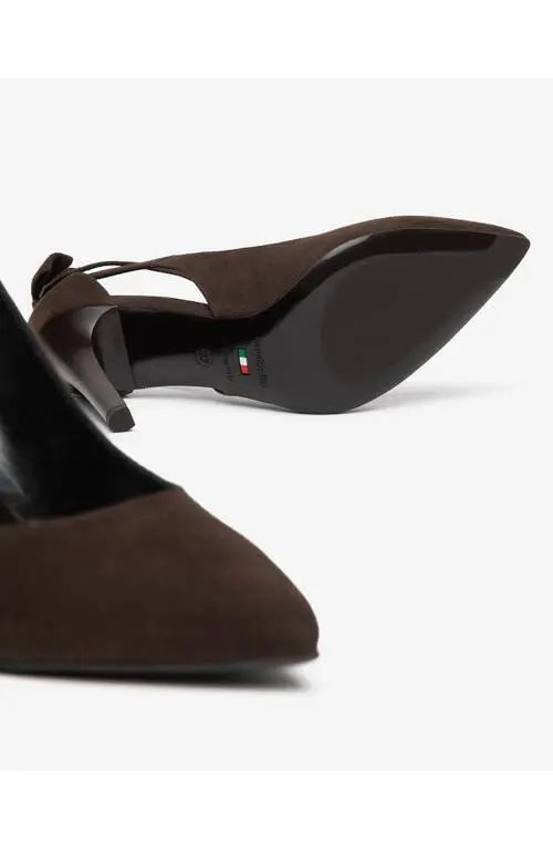 NEROGIARDINI Bow Ankle Strap Pump - Chocolate
