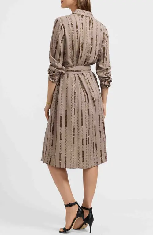 Foxcroft Fiona Chain Stripe Belted Shirtdress