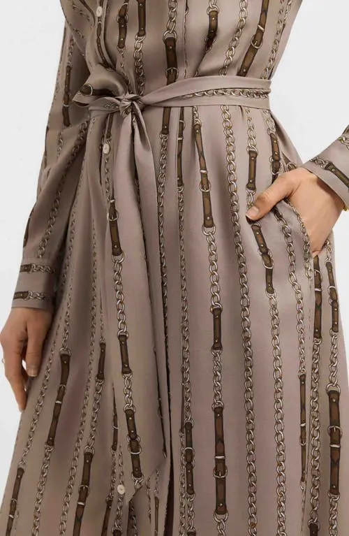 Foxcroft Fiona Chain Stripe Belted Shirtdress