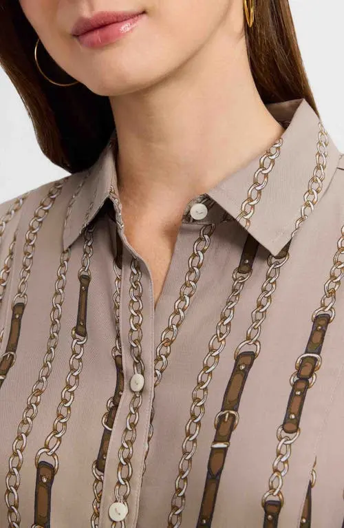 Foxcroft Fiona Chain Stripe Belted Shirtdress