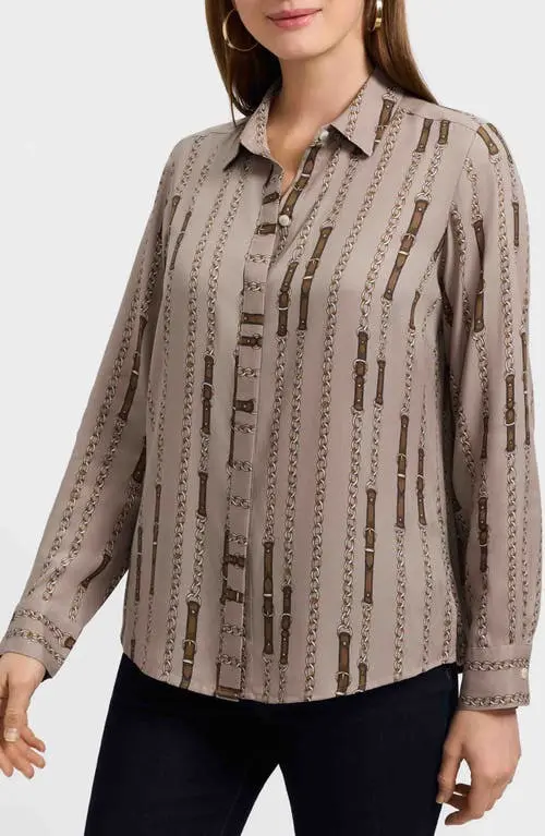 Foxcroft Luna Chain Stripe Button-up Shirt
