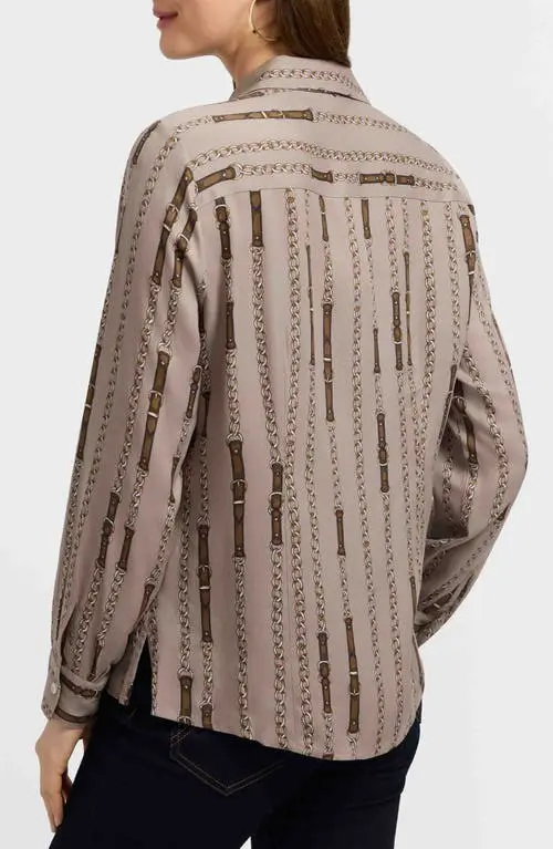 Foxcroft Luna Chain Stripe Button-up Shirt