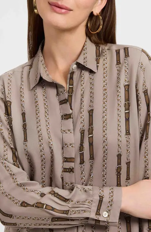 Foxcroft Luna Chain Stripe Button-up Shirt