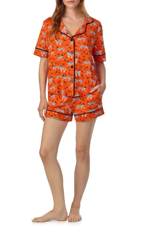 ROOM SERVICE Print Short Pajamas - Orange Print