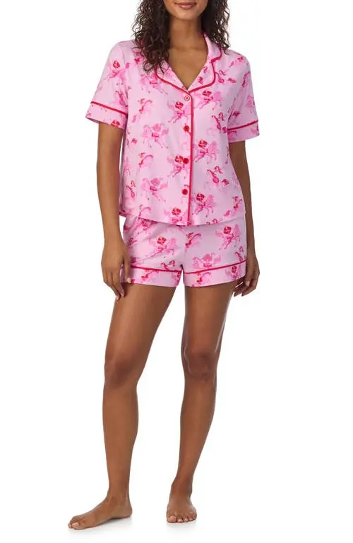 ROOM SERVICE Print Short Pajamas - Pink Print