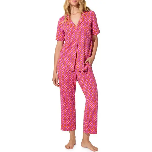 BEDHEAD PAJAMAS Print Jersey Crop Pajamas - Chain Geo