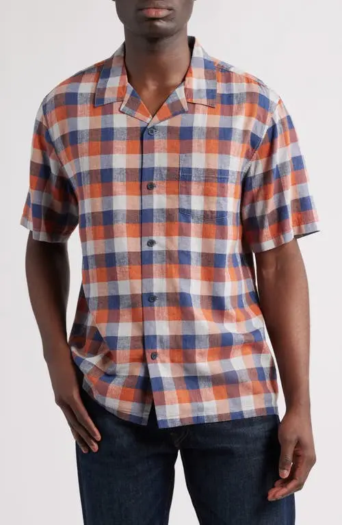 Pendleton Plaid Linen Blend Camp Shirt