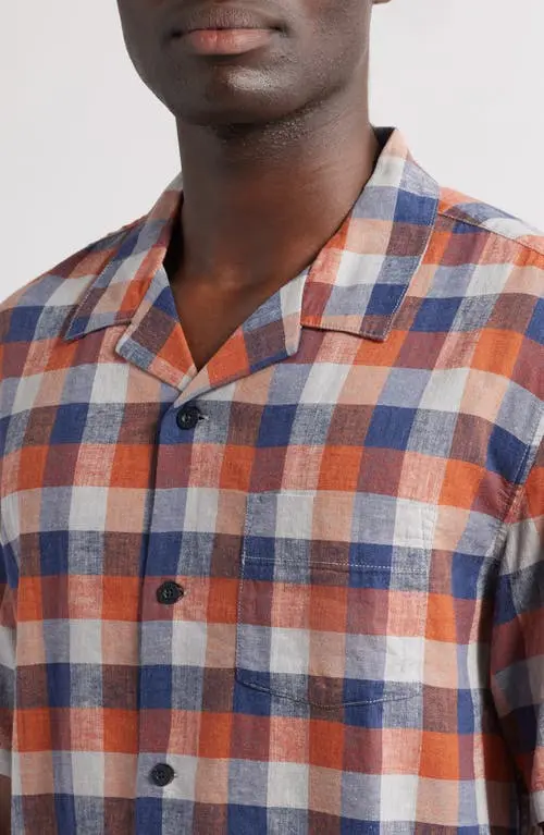 Pendleton Plaid Linen Blend Camp Shirt