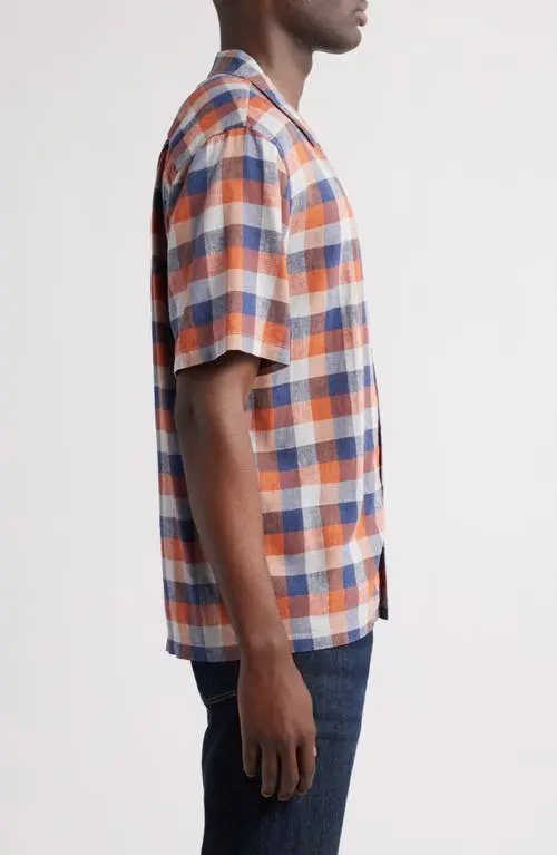 Pendleton Plaid Linen Blend Camp Shirt