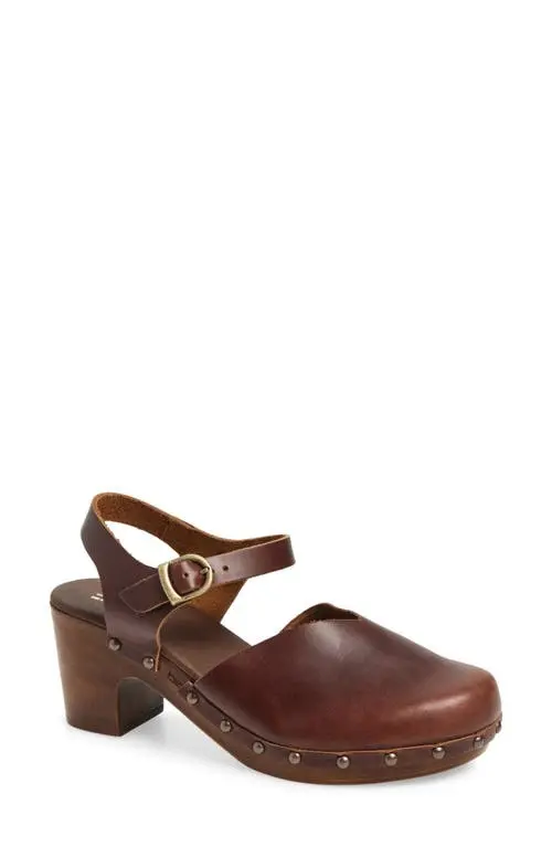 SANITA Solaima Ankle Strap Clog - Brown