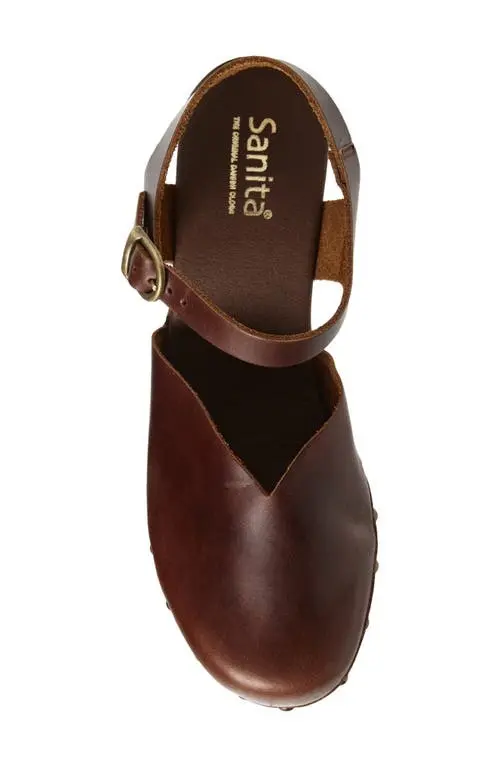 SANITA Solaima Ankle Strap Clog - Brown