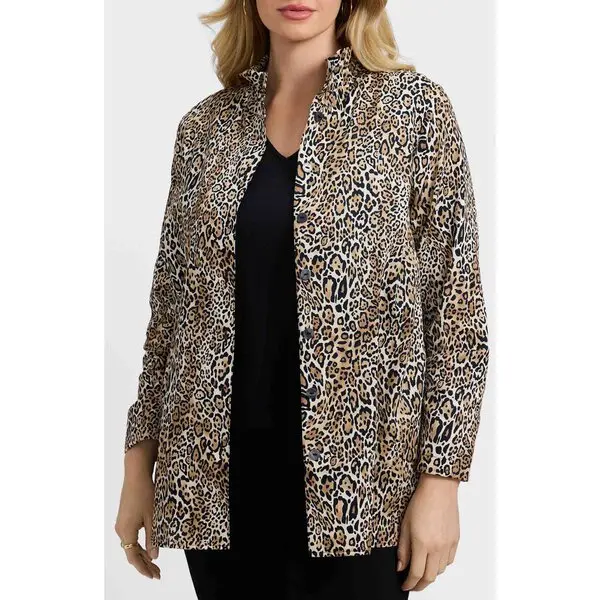 Foxcroft Carolina Leopard Print Cotton Sateen Shirt