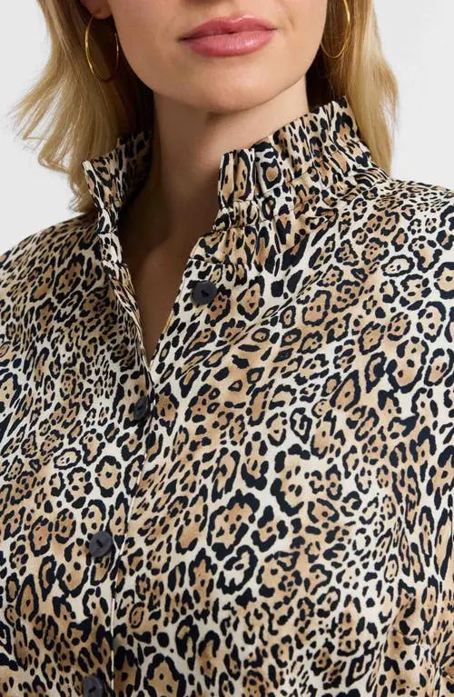 Foxcroft Carolina Leopard Print Cotton Sateen Shirt