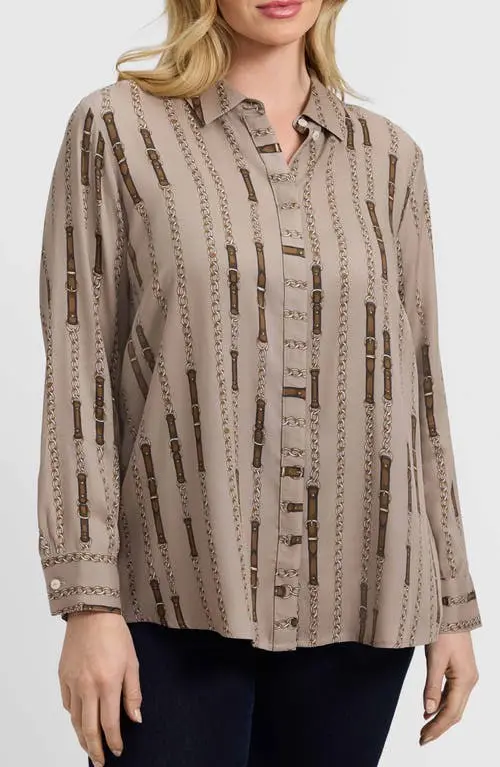 Foxcroft Luna Chain Stripe Button-up Shirt
