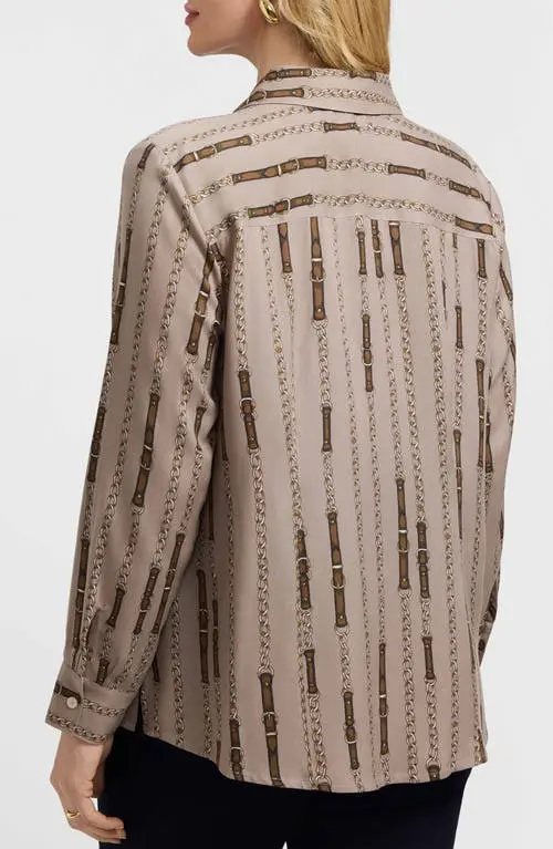 Foxcroft Luna Chain Stripe Button-up Shirt