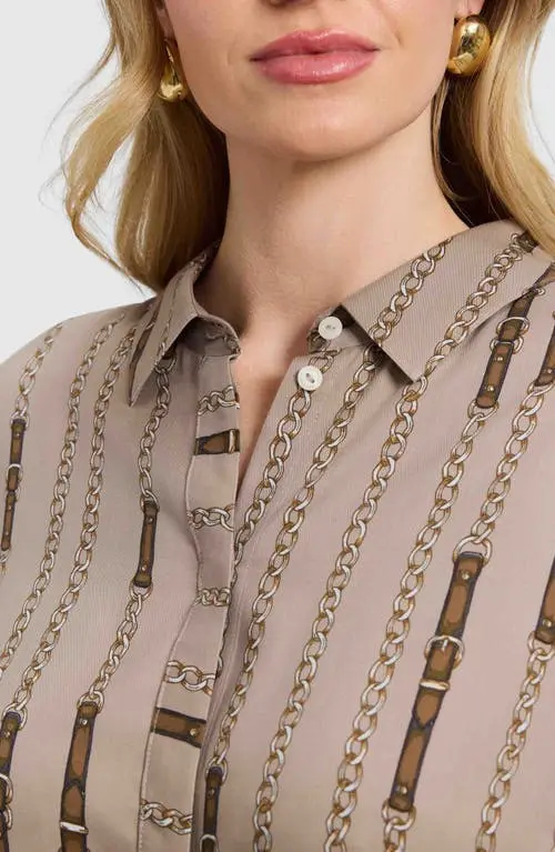 Foxcroft Luna Chain Stripe Button-up Shirt