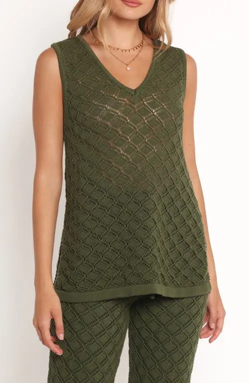 PETAL & PUP Pointelle Stitch Cotton Sweater Vest