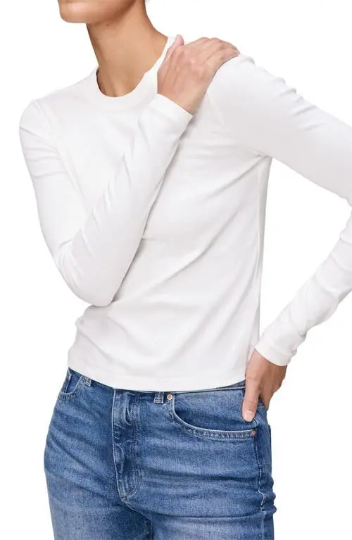 DL1961 Long Sleeve Shrunken Cotton T-shirt - White