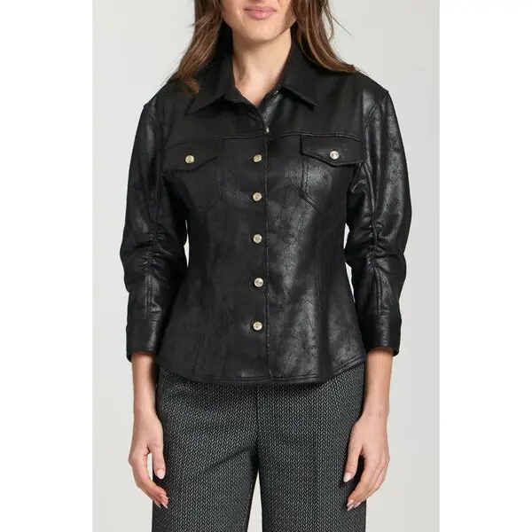 APNY Faux Suede Shirt Jacket - Black