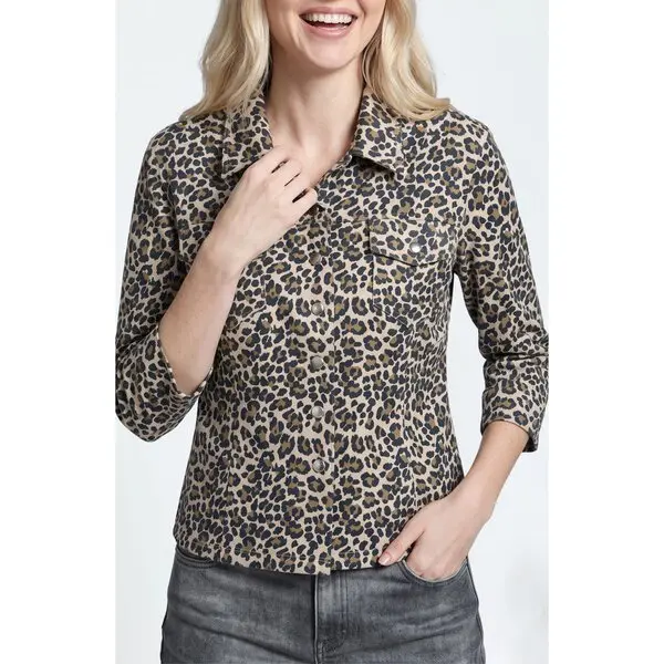 APNY Faux Suede Shirt Jacket - Desert Leopard