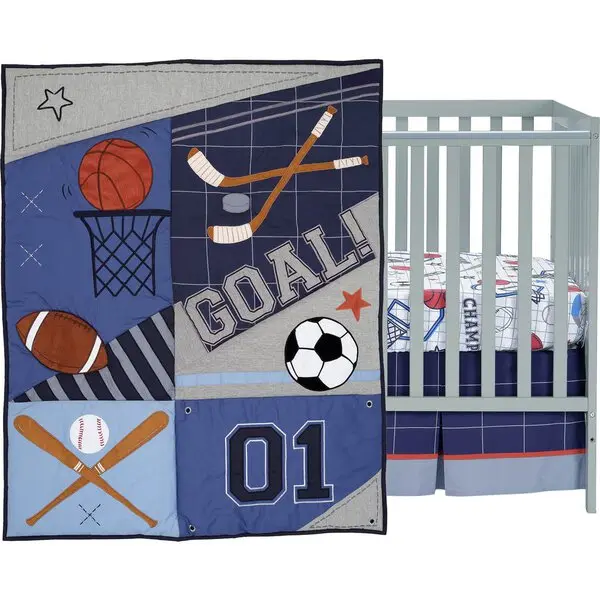 LAMBS & IVY 3-piece Baby Sports Crib Bedding Set - Blue
