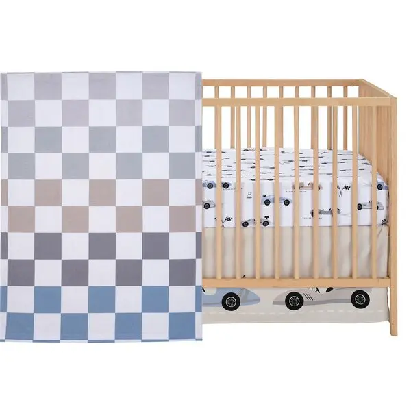 LAMBS & IVY Little Racer 3-piece Baby Crib Bedding Set - Blue