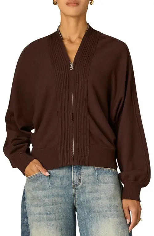 Wit & Wisdom Dolman Sleeve Zip Cardigan - Brown
