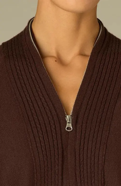 Wit & Wisdom Dolman Sleeve Zip Cardigan - Brown